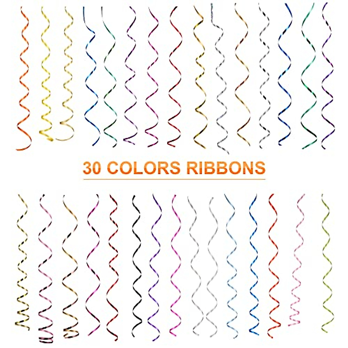 30 Rolls Curling Ribbon Shiny Metallic Balloon String Roll Gift Wrapping Ribbons for Crafts, Wedding, Valentines, Birthday, Party Decoration(Mixed Colors,Classic Style)