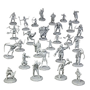 Monster Protectors- 28 Unpainted 1" Hex-Sized Fantasy Mini Figures for Your RPG Dungeon Campaigns