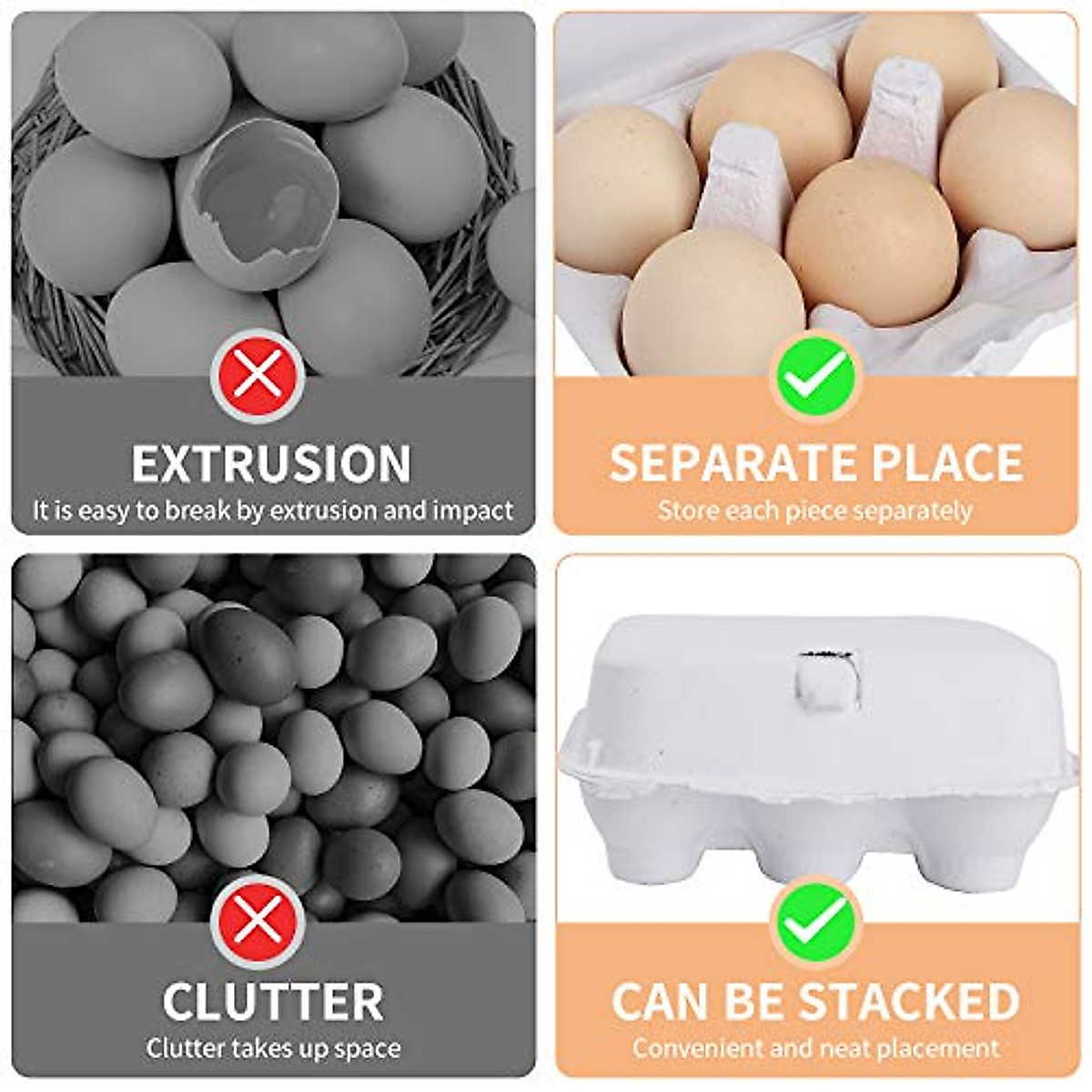 AILISDA Egg Cartons for Chicken Eggs 6 Count, Paper Pulp Egg Carton Bulk Reusable Egg Holder Container for Family, Kitchen, Farmhouse, 25 Pack (Natural)
