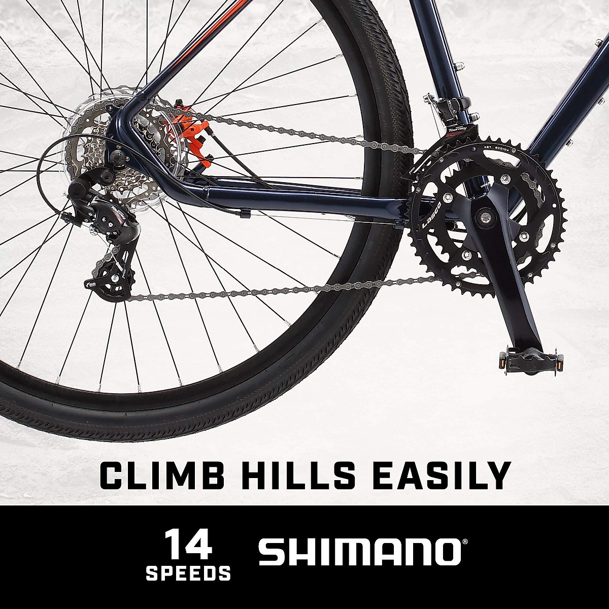 Mongoose Men's Elroy Adventure Bike 700C Wheel Bicycle, Blue, 54cm frame size