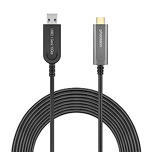 USB A to C Fiber Optical Extension Cable USB 3.1 Gen2 10Gbps 15M 50FT Compatible with Microsoft Azure Logitech Camera Aver &Vaddio & Barco ClickShare Touch Screen Kinect Oculus VR Intel RealSense