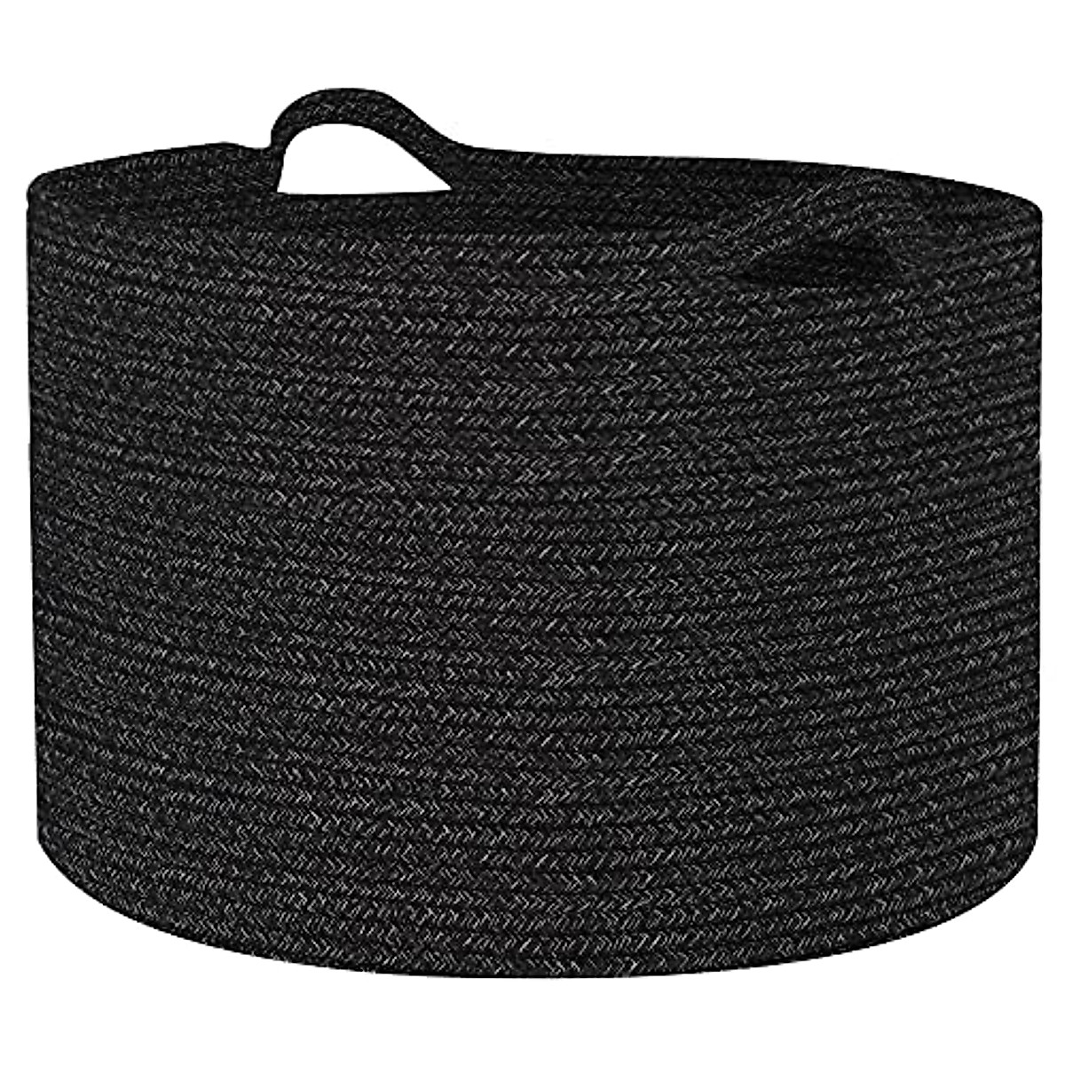 MXMHOME Black Large Blanket Basket Extra Large Woven Rope Baskets for Storage Baskets Bins for Organization Dog Toy Storage Baskets Bins Black Decorative Basket Living Room(23.6"x14.1")