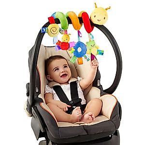 ifundom Car Seat Toys, Toys for Car Seat Crib Mobile Bed Around Rattle Bell Cartoon Insect Stroller Hanging Stuffed Wrap Spiral Safety Plush Toys for Crib Bed Stroller Car Seat Bar