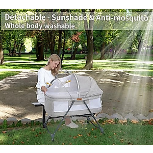 Lair Coo Baby Bassinet, 3 in 1Bedside Bassinet for Baby with Grocery Basket, Bassinet Bedside Sleeper with Mattress & Mosquito Net, Travel Bassinet for Baby(Foldable) with Storage Bag & Wheel