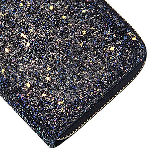 KUKOO Glitter Wallet for Women Shiny Long Phone Clutch Purse Ladies Card Holder