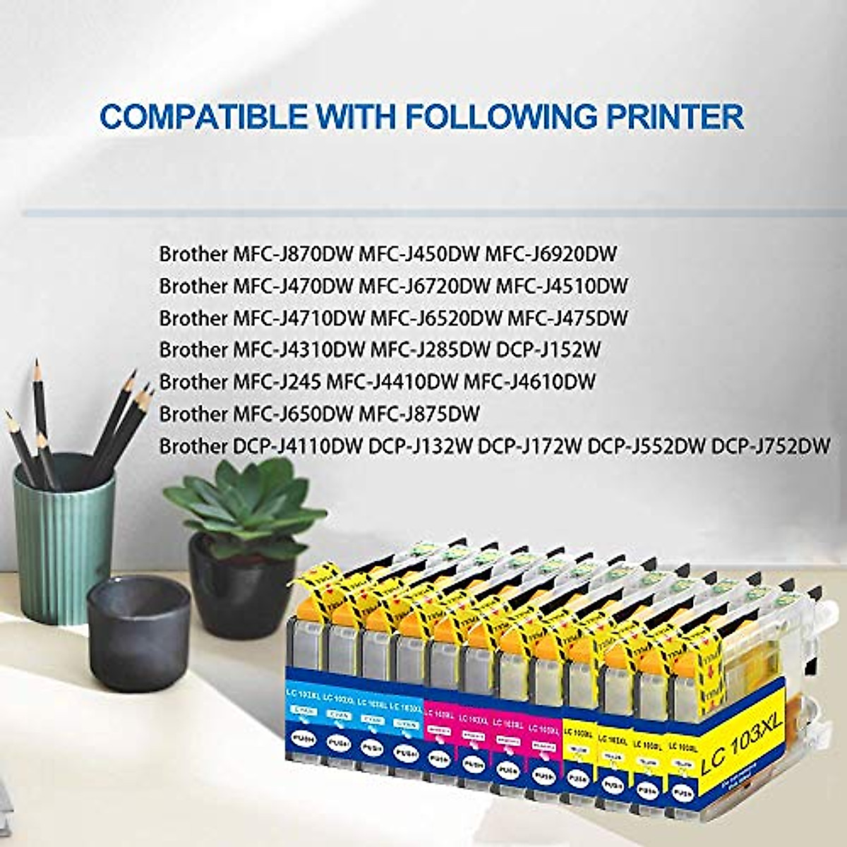 Wolfgray LC103 XL Compatible Replacement for Brother LC103XL LC103 Ink Cartridges for Brother MFC J870DW J450DW J470DW J650DW J6720DW J4410DW J4510DW J4710DW J4310DW J285DW 475DW (12 Color, 4C+4M+4Y)