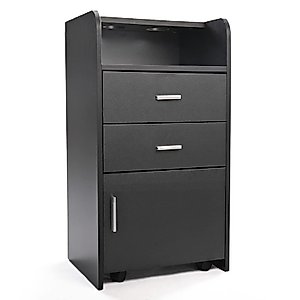 Beauty Salon Station with Drawers, Salon Rolling Cart, Barber Organizer with Wheels, Hair Stylist Equipment Makeup Spa Cart, Hairdryer Holder, Black