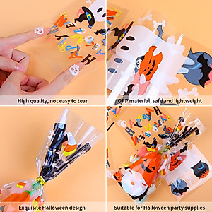 STEFORD 120PCS Halloween Cellophane Treat bags,Halloween Clear Cellophane Trick or Treat Candy Gift Cookie Bags with Twists for Halloween Party Favors Supplies