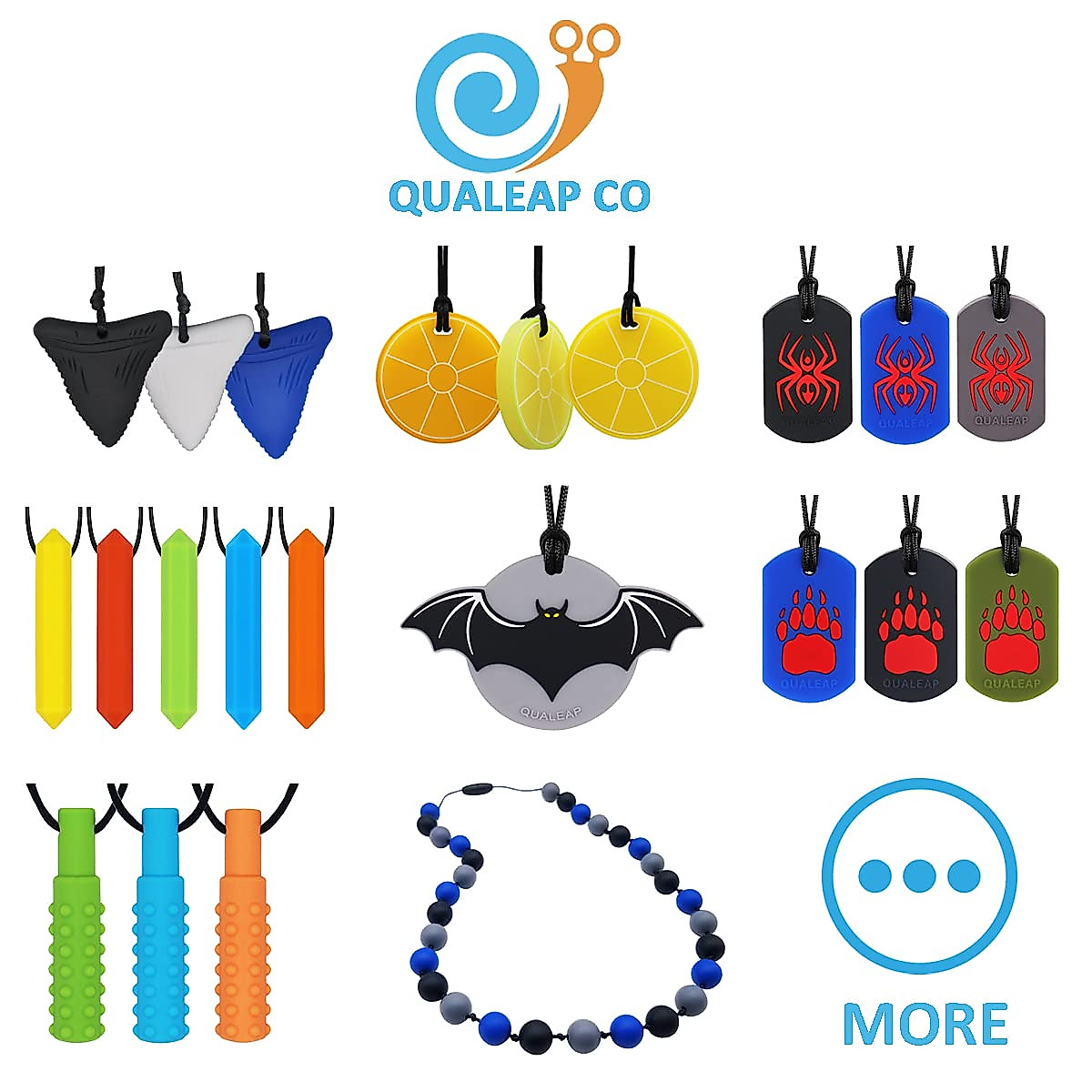 Xtra Tough Sensory Chew Necklace for Kids (3 Pack) - Sensory Oral Motor Aids Teether Toys for Autism, ADHD, Baby Nursing or Special Needs- Made for Aggressive Chewers