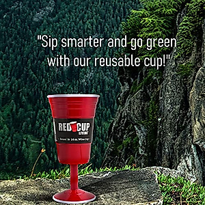 Red Cup Living 14 Oz Wine Cup | Party Wine Cups Ideal for Kids & Adults | Reusable Drinking Supplies for Birthday Party, Camping, Travel Outdoors | Durable & Unbreakable | BPA Free | Easy to Carry