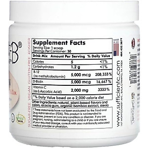 Sufficient-C Abundant-B High-Dose Methyl B-12 and Biotin Pink Lemonade Energy Drink Mix Solution - Flavor w/Function in Each Refreshing sip!
