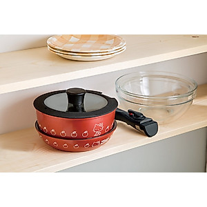 Pot 20cm Frying pan Skater Handle is Out 20cm Glass lid 20cm Handle 4-Piece Set Hello Kitty Sanrio ANFP2