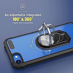 ULAK Compatible with iPod Touch 7th Generation Case with Screen Protector, Clear Back Cover with Build in Kickstand, Heavy Duty Hard Shell Case for Apple iPod Touch 7th/6th/5th Gen, Black