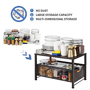 Bextsware Auledio Stackable Multi-Function Under Sink Cabinet Sliding Basket Organizer Drawer, Bronze