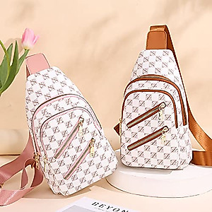 AROCFTIE Sling Bag for Women Chest Bag Small Crossbody Sling Backpack for Women Leather Fanny Packs Travel Fashion Shoulder Backpack(Brown)