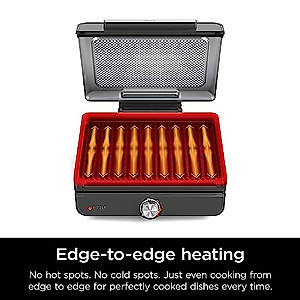 Ninja GR101 Sizzle Smokeless Indoor Grill & Griddle, 14'' Interchangeable Nonstick Grill and Griddle Plates, Dishwasher-Safe Removable Mesh Lid, 500F Max Heat, Even Edge-to-Edge Cooking, Grey/Silver