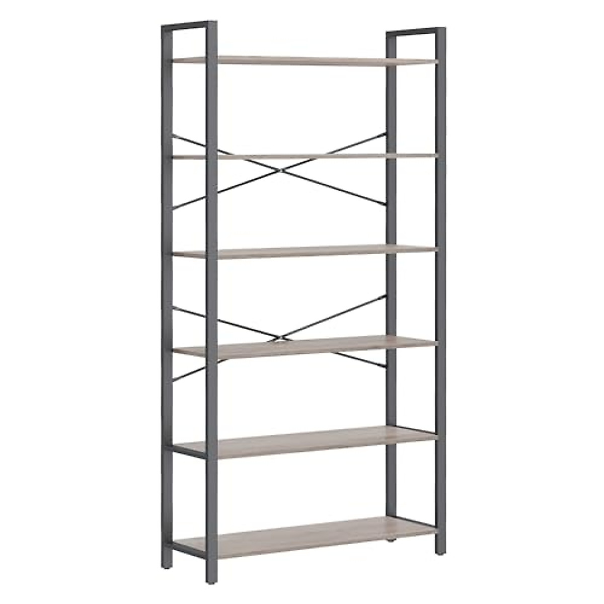 VASAGLE 6-Tier Tall Bookshelf, Large Bookcase with Steel Frame, Deep Book Shelf for Living Room, Home Office, Study, 11.8 x 31.5 x 73.2 Inches, Industrial Style, Greige and Black ULLS082B02