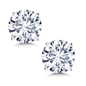 14K White Gold Forever Brilliant Moissanite from Charles & Colvard Stud Earrings with Comfort Back For Women (1.00 Cttw, Round 5MM)