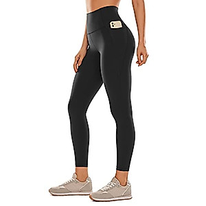 CRZ YOGA Womens Butterluxe Workout Leggings 25 Inches - High Waisted Gym Yoga Pants with Pockets Buttery Soft Black Medium