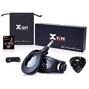 Xvive U2 Guitar Wireless System Transmitter and Receiver for Digital Guitar Bass Violin Keyboard Bundled with HogoR Guitar Pick (Black)