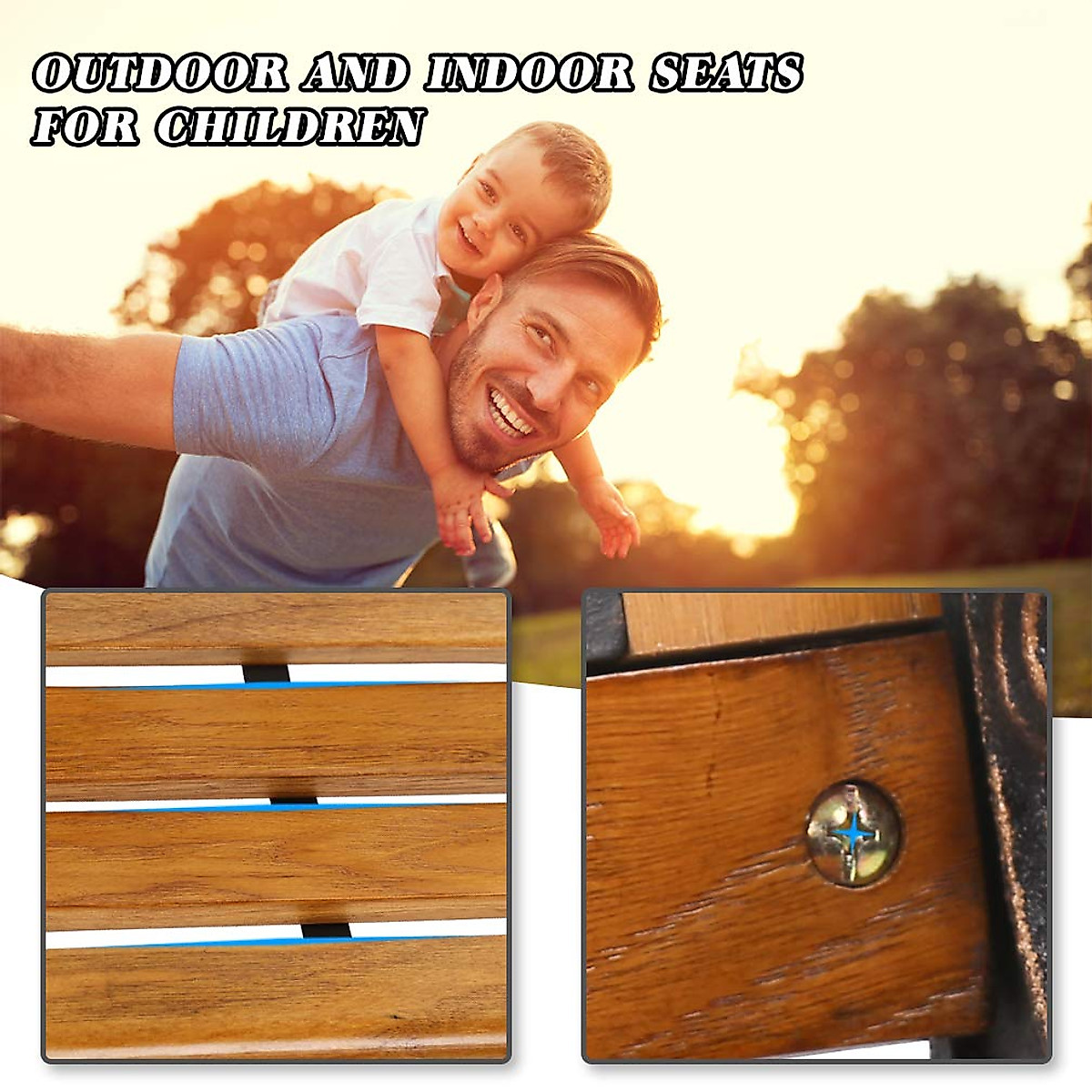 Outdoor Kids Garden Bench Park Metal Aluminum & Wood Benches clearance for Outdoor Porch, Patio, Garden, Lawn, Balcony, Backyard and Indoor, Metal Material Noble & Elegant Best Loveseats - Bronze