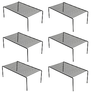 iPEGTOP 6 Pack Large (15.7 x 9.4 Inch) Freezer Cabinet Storage Shelf Rack, Rustproof Stainless Steel Kitchen Organizer Space Saver for Fridge Pantry Shelves Countertops - White