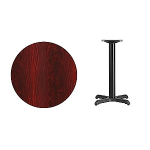 Flash Furniture Graniss 30'' Round Mahogany Laminate Table Top with 22'' x 22'' Table Height Base
