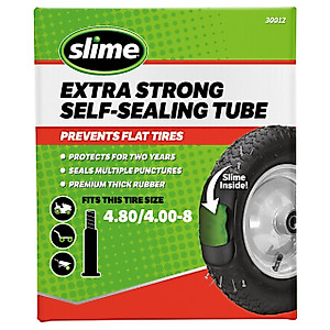Slime 30012 Inner Tube for wheelbarrows, Lawn Mowers, Trailers, Tractors, Golf Carts, 4-Wheelers and More, Extra Strong, Includes Self-Sealing Sealant, Heavy Duty, Replacement, 4.80/4.0-8"