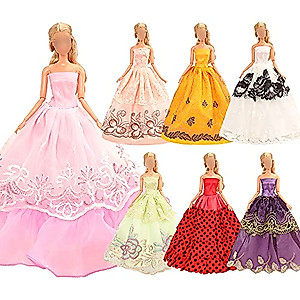 BARWA 5 Pcs Handmade Doll Clothes Wedding Gowns Party Dresses for 11.5 inch Dolls (A：5 Pcs Dresses(Random Style))