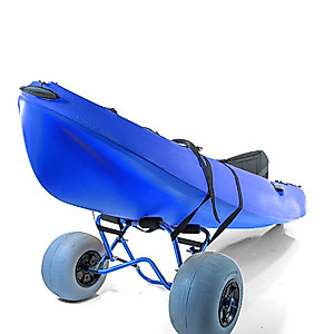 KAYAK CARRIER CART with Large Balloon Tires Heavy Duty Blue + Pump &amp; Strap