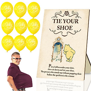 ZsaTuiy Winnie Baby Shower Decorations-Baby Shower Game Sign-Baby Shower Sign Baby Gift Sets-Gender Reveal Party Favors-Baby Shower Games for Gender Reveal Party-Tie Your Shoe Baby Shower Game