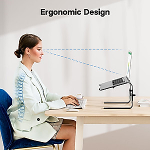 BONTEC Laptop Stand, Height Adjustable Notebook Stand, Ergonomic Laptop Desk Mount, Compatible with Most 10-17” Laptops, Space Black