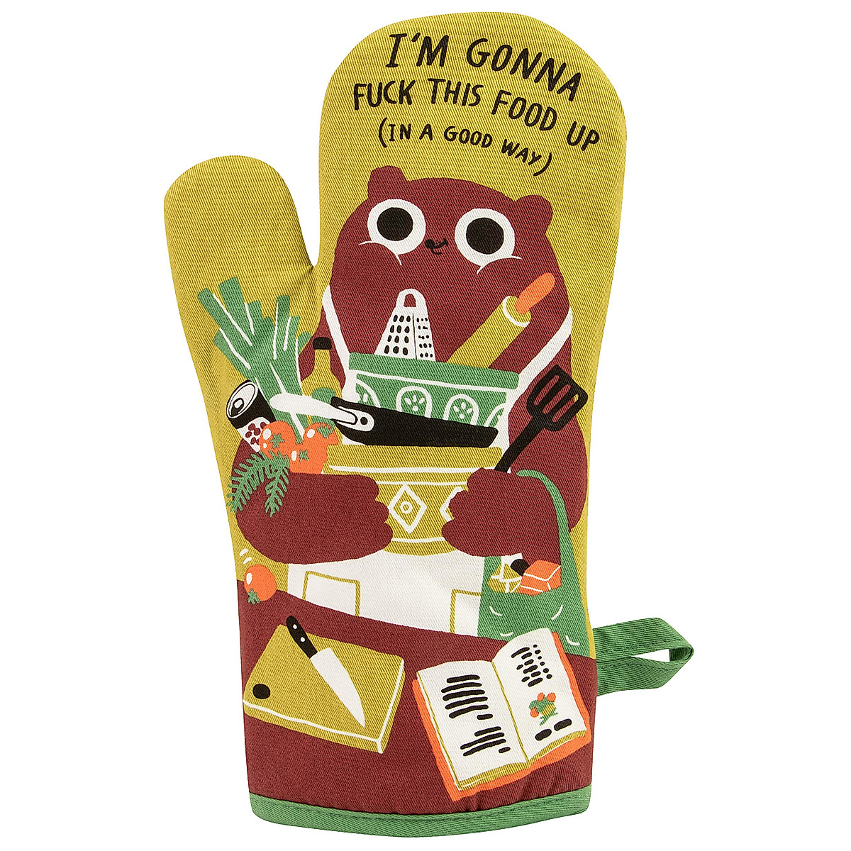 Blue Q Funny Oven Mitt, I'm Gonna Fuck This Food Up (in a Good Way). Super-Insulated Quilting, Comfy, Natural-Fitting Shape, 100% Cotton.