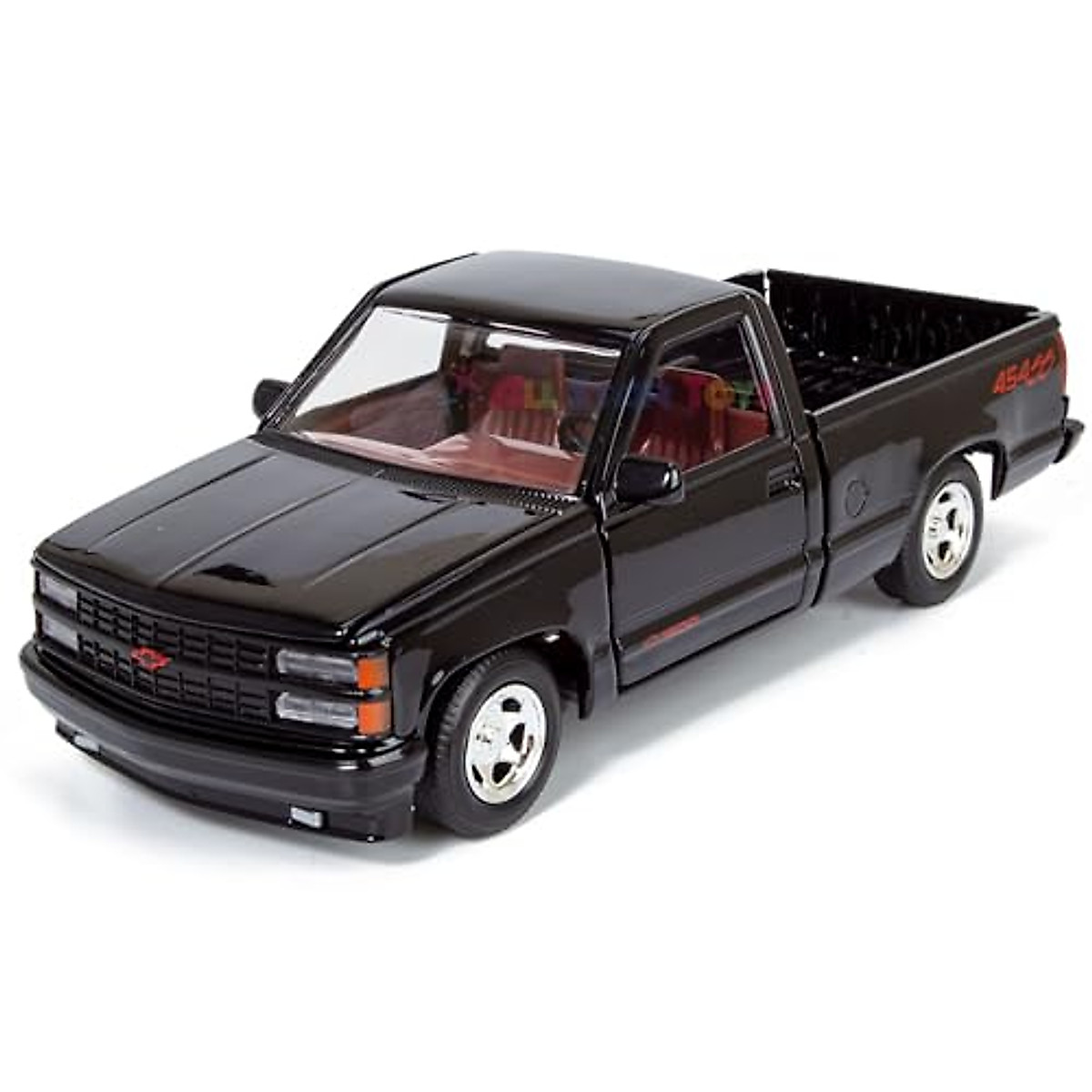 All Star Toys 1992 Chevy 454SS Pickup Truck 1/24 Scale Diecast Model Car Black with Red Interior Motormax 73203 Exclusive Edition