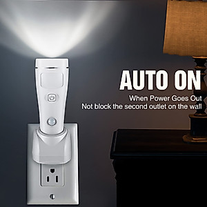 Enhon 4 in 1 LED Rechargeable Plug in Flashlights, 6 Pack LED Emergency Lights for Home Power Failure Emergency, Plug in Power Outage Light, Power Failure Light with Motion Detection (White)