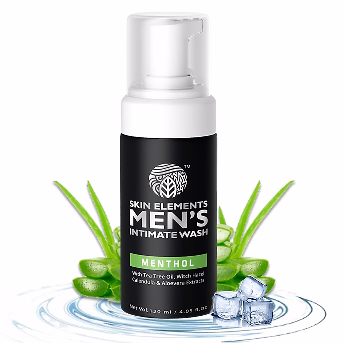 Skin Elements Intimate Wash for Men with Menthol (4.05 fl. oz.) | pH Balanced Foaming Private Part Cleaner | Prevents Itching, Irritation & Bad Odor