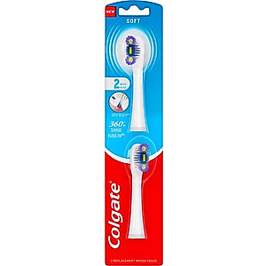 Colgate 360 Floss Tip Sonic Powered Battery Toothbrush Refill Pack - 2ct