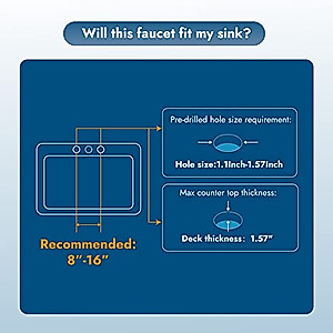 Cinwiny Widespread Bathroom Faucet for Sink 3 Hole 8 inch Deck Mounted Vanity Faucet 2 Handles Bathroom Sink Faucet with Pop up Drain,Polish Chrome,C-Handle