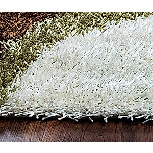 Rizzy Home Kempton Collection Polyester Area Rug, 5' x 7', Multi/Sage/Brown/White Stripe
