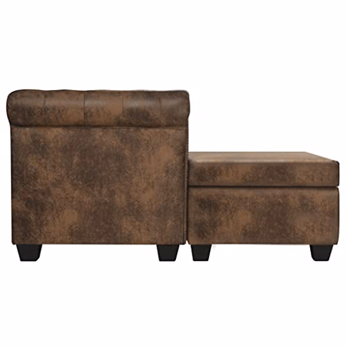 vidaXL Chesterfield L-Shaped Sofa with Pouf, Artificial Leather Upholstery, Easy to Assemble, Brown