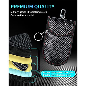 Faraday Bag for Key Fob - 2 Pack Faraday Cage Protector - Car RFID Signal Blocking - Anti-Hacking Case Blocker,Anti-Theft Pouch