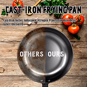 Cast Iron Frying Pan 11 Inch Nitriding Treatmentwith Wooden Handle Uncoated Process Frying Pan No Rust Healthy Cooking