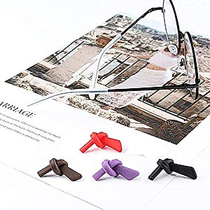 Eyeglass End Tips, 10 Pairs Silicone Anti-Slip Ear Sock Pieces Tube Sleeve Eyewear Soft Replacement Tips ONLY for Thin Slim Flat Wire Eyeglass Sunglasses Legs - 5 Colors