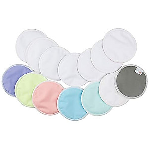 ALVABABY Suede Cloth Nursing Pads Washable Organic Breastfeeding for Mothers Suede Cloth Flat Bottom Soft Absorbent 4.72 Inch 14 Pieces of Multicolor Breast Pads 14RDS