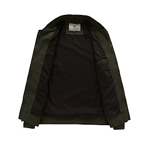 WenVen Men's Twill Cotton Casual Fashion Bomber Jacket Outerwear (Green, XL)