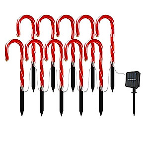 Christmas Candy Cane Lights,Solar Christmas Lights， Xmas Candy Cane Lamp Christmas Decorations， for Home Garden New Year Christmas Ornaments ，2pcs