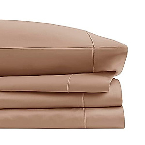 Gracie Mills Pima Cotton Sateen 4 Piece Sheet Set, Rose Gold - King