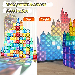 TOKBLOK 64Pcs Clear Diamond Magnetic Tiles - STEM Educational Building Blocks Toys for 3-6 Year Old Boys & Girls | Ideal for Toddler Early Development (Starter Set)