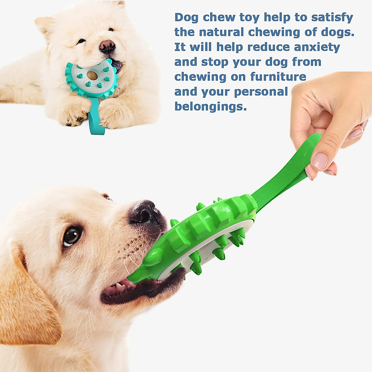 Knowish Dog Chew Toy Crab Shaped Throw and Catch Ring Toys Interactive Play Exercise Durable Rubber Tur of War Small Medium Breeds Pet Toy (Blue)