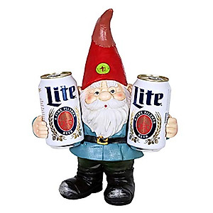 Exhart Garden Gnome, Double Fisting Two Can Timmy Garden Statue, Funny Outdoor Garden Decoration, 10 x 13.5 Inch